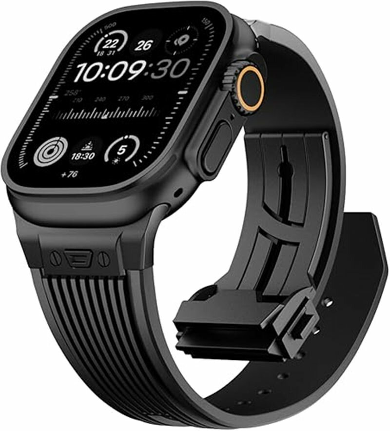 Силиконовый ремешок для Apple Watch Ultra 2/1 Band 49 мм 46мм 45 мм 44 мм 42 мм Ремешок с металлическим разъемом для iWatch Ultra Series 10 9 8 7 6 5 4 3 2 1 SE