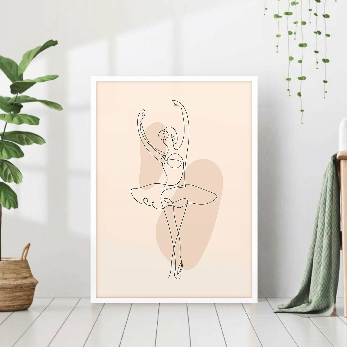 Постер "Балерина в детскую" 50x70 в белой рамке для интерьера на стену