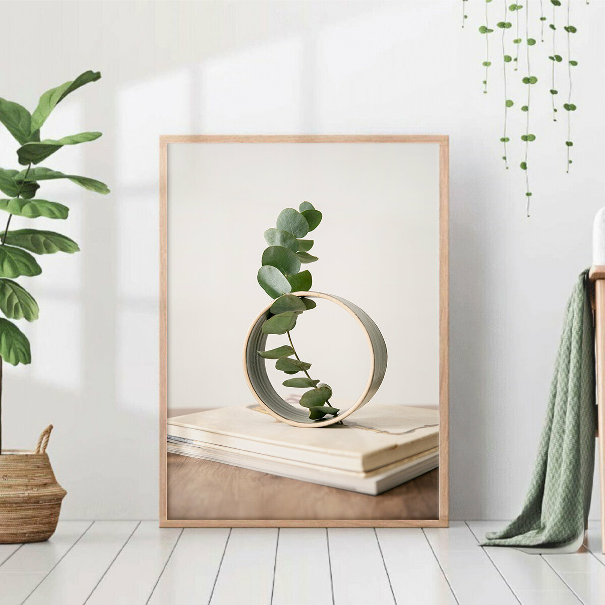 Постер "Круглая ваза кольцо с растением" без рамы 50x70 см на стену для интерьера