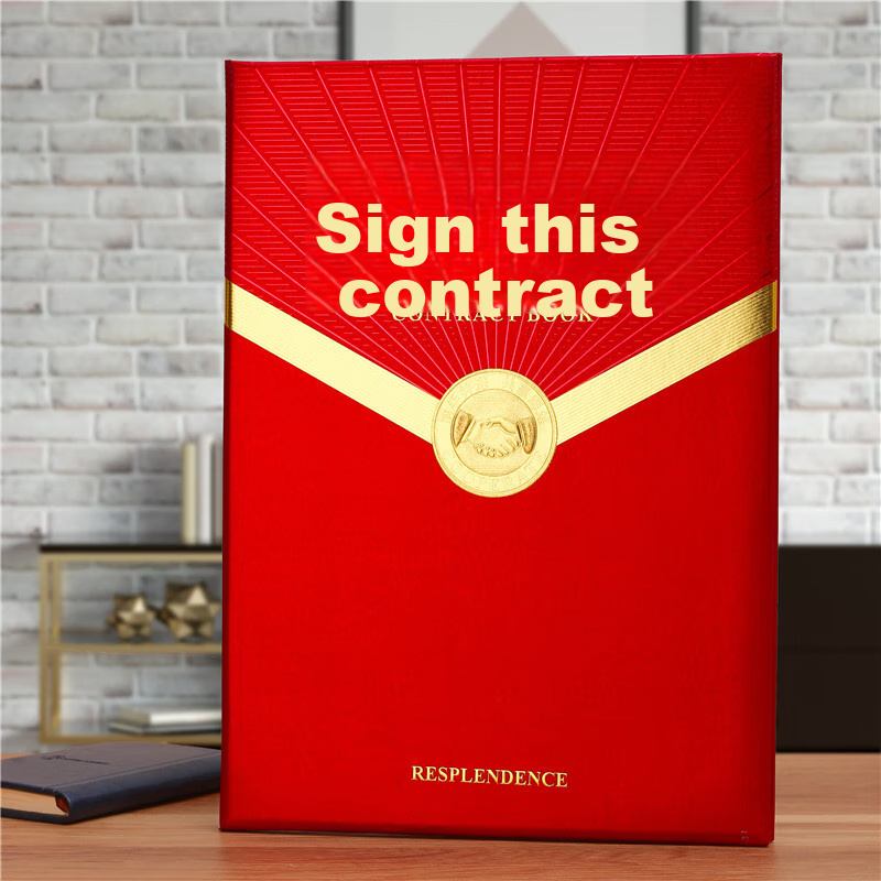 Tianshun A4 High-Quality Signing Ceremony Book, Red with Gold Foil, Thickened Leather Cover, Double-Sided File Folder, Contract Book, Business Activity Cooperation Agreement Folder, Signing Book A402