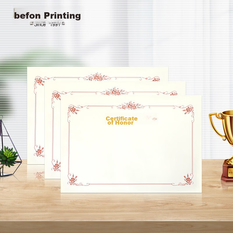 Deyin 12K Velvet Honor Certificate Inner Pages, School And Company Award Certificate Inner Pages, Peony Flower Style Commendation Certificate Printable A4 Paper Inner Pages, Stationery, 12 Sheets 8284