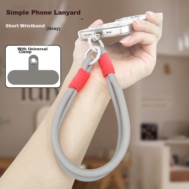 Shihan Phone Accessories Wrist Strap, Short Anti-Loss Anti-Drop Cord, Phone Strap Chain, Phone Case Strap, Suitable for Apple, Huawei, OPPO, Vivo, Xiaomi, Premium Gray Skin-Friendly Strap