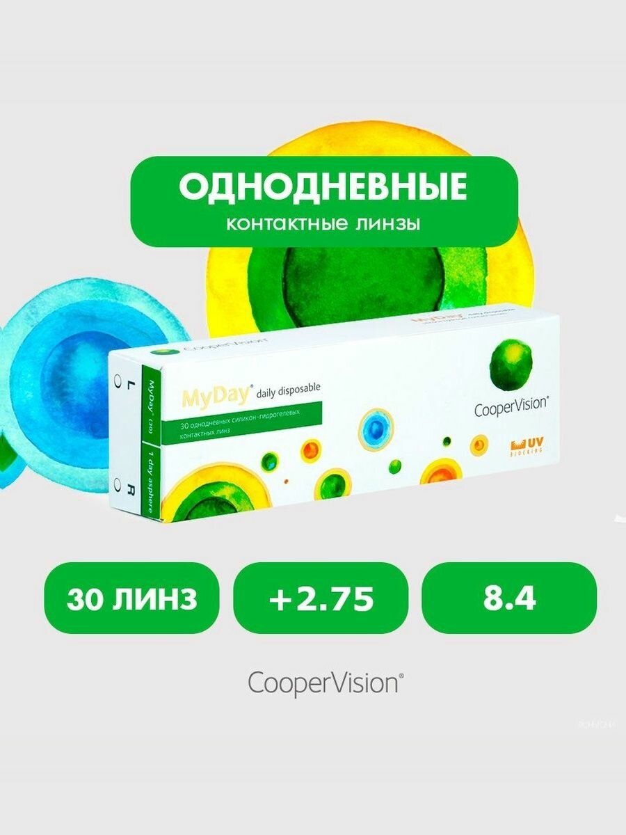 Линзы контактные мягкие корригирующие однодневные MyDay daily disposable (30 линз) R 8,4 D +2,75