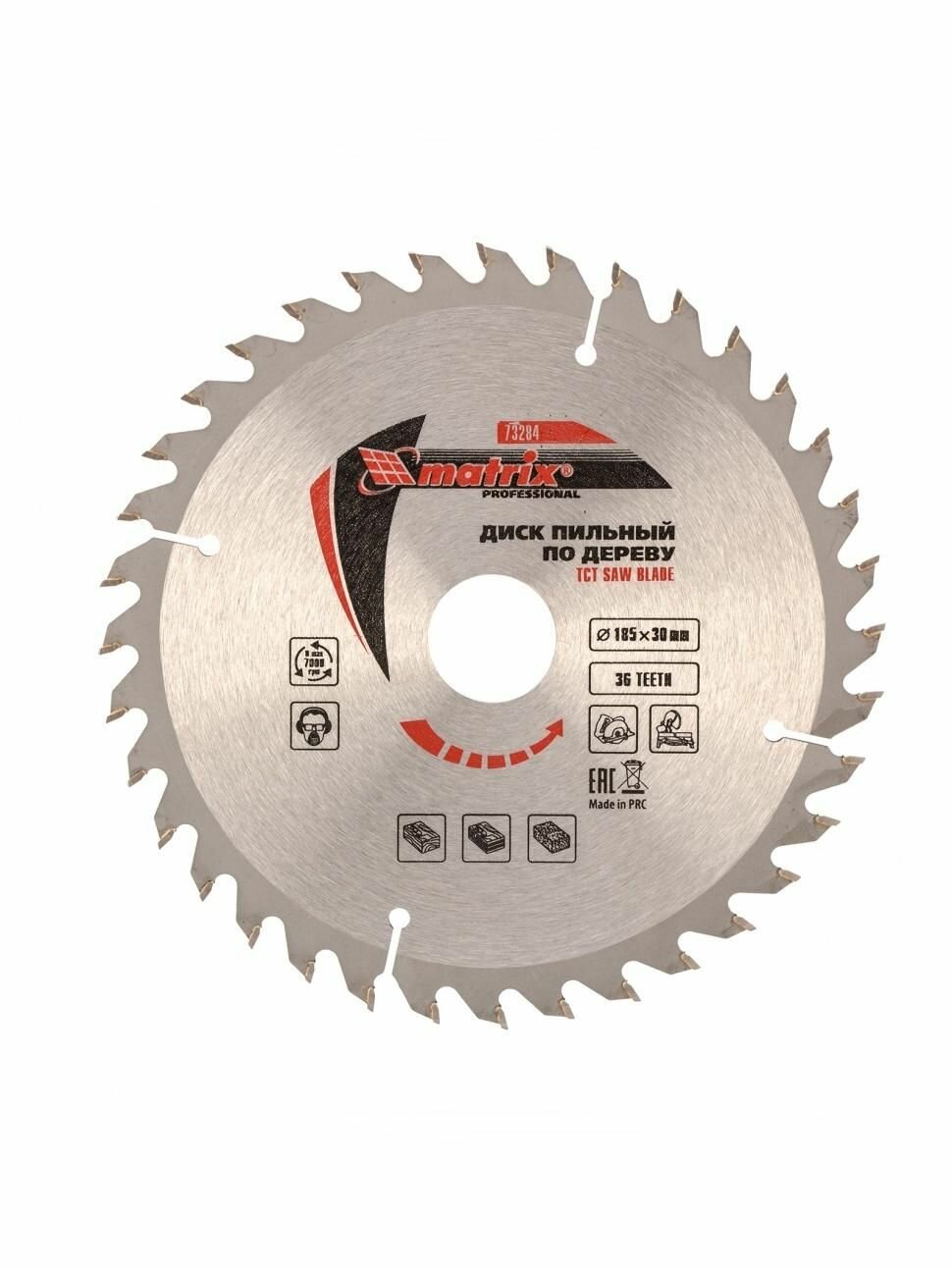 Пильный диск по дереву, 185 х 30 мм, 36 зубьев Matrix Professional 73284