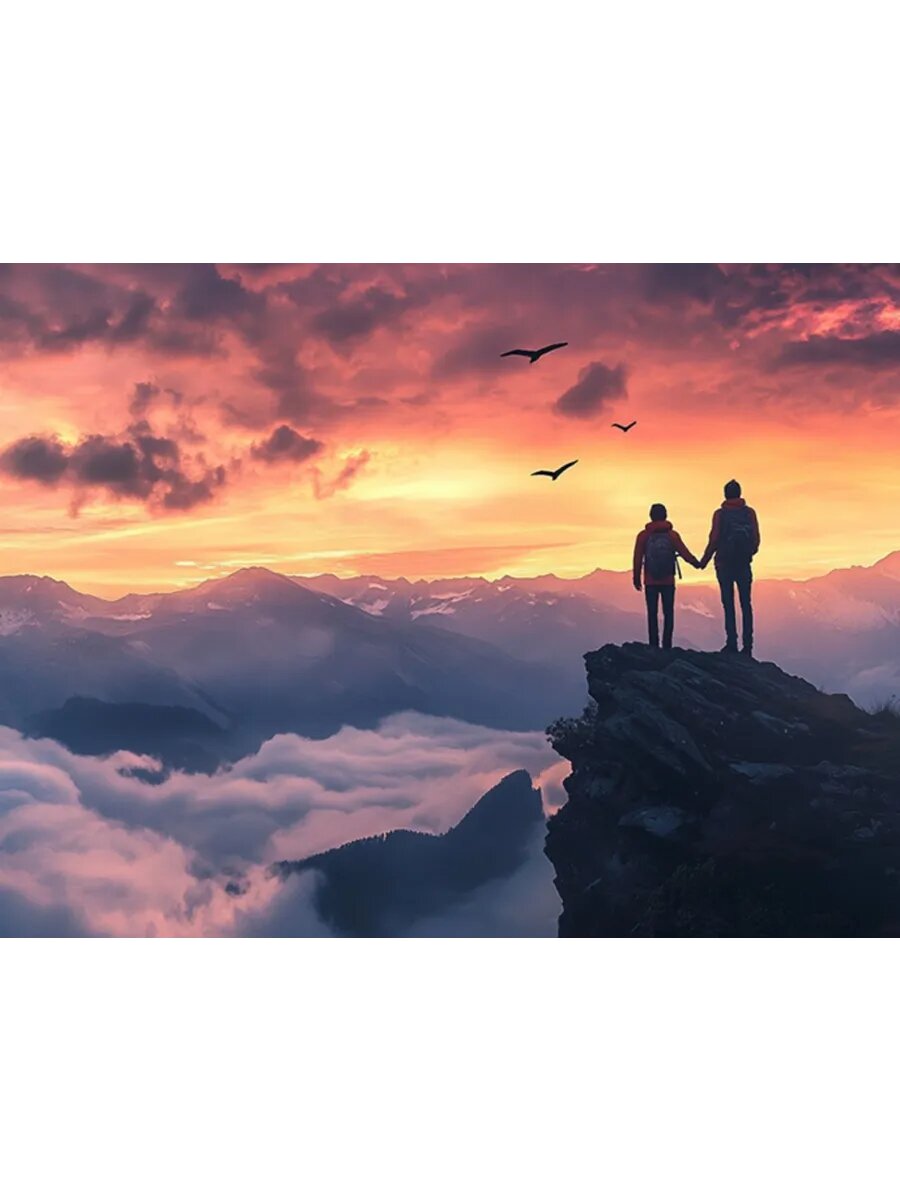 Картина по номерам горы над облаками 40х50