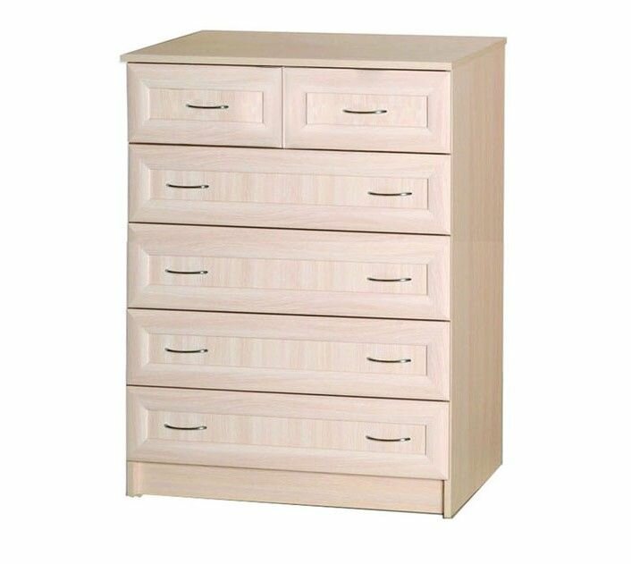Комод № 9/2, дуб молочный, 6 ящиков, 81х43х1010