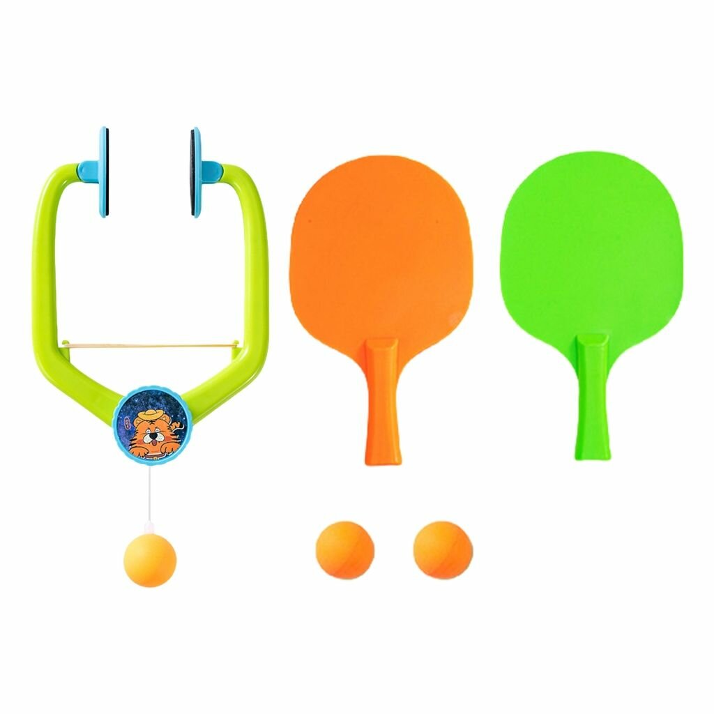 Уличные игрушки, Тренажер для настольного тенниса с родительским взаимодействием - главный блок, 2 ракетки и 3 мяча, комплект