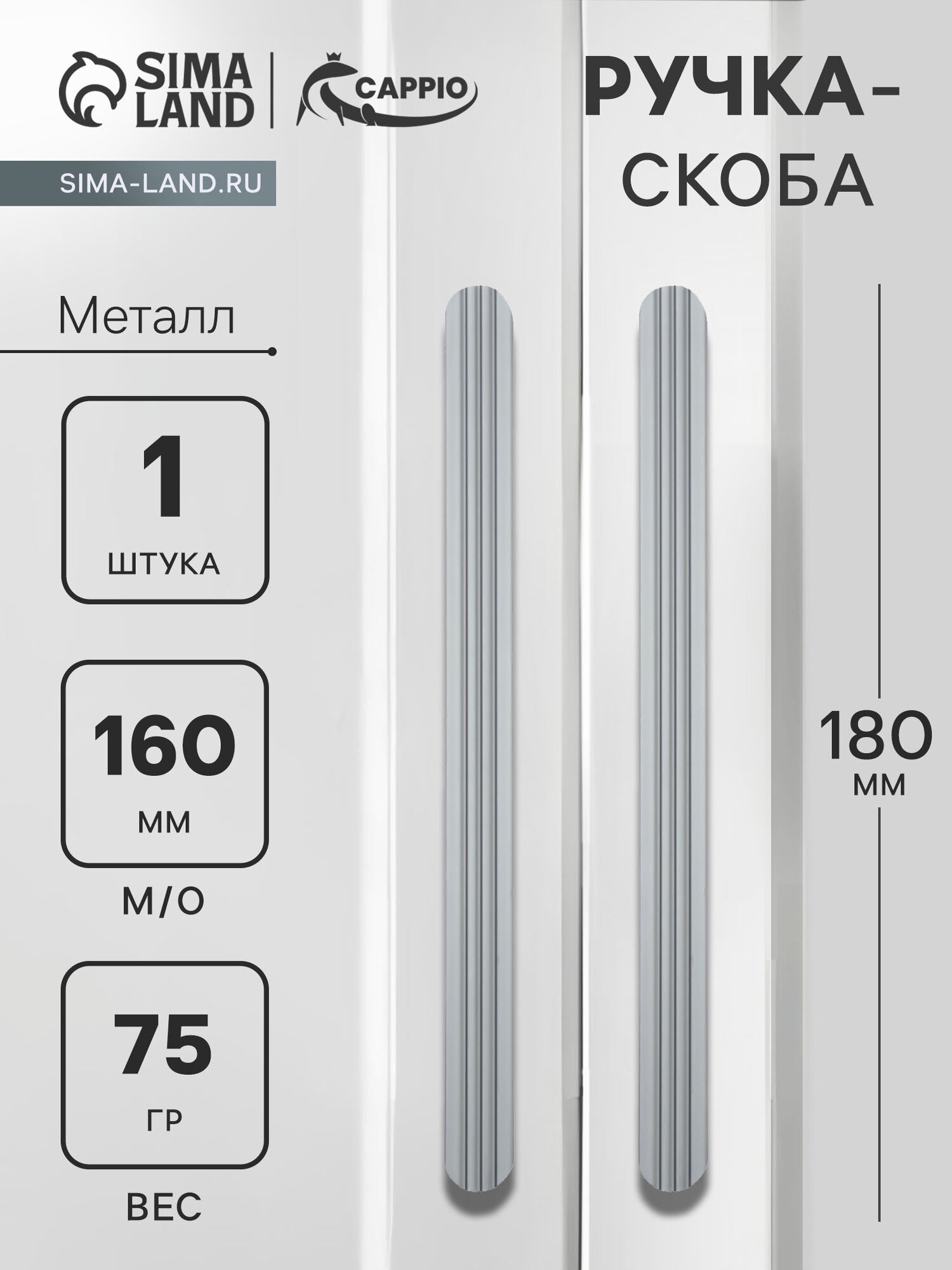 Ручка-скоба CAPPIO RS140, м/о 159 мм, графит