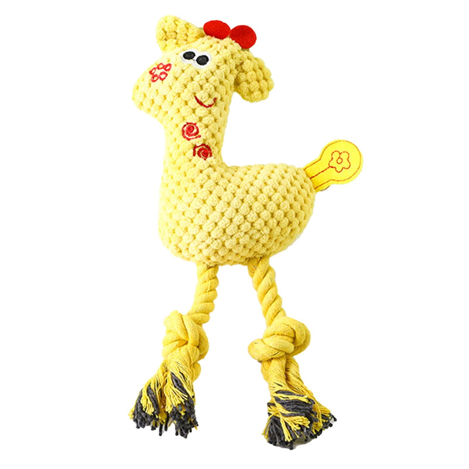 Плюшевая игрушка для жевания домашних животных, устойчивая к укусам, в форме оленя, скрипучая жевательная игрушка для кошек и собак с хлопковой веревкой желтого цвета