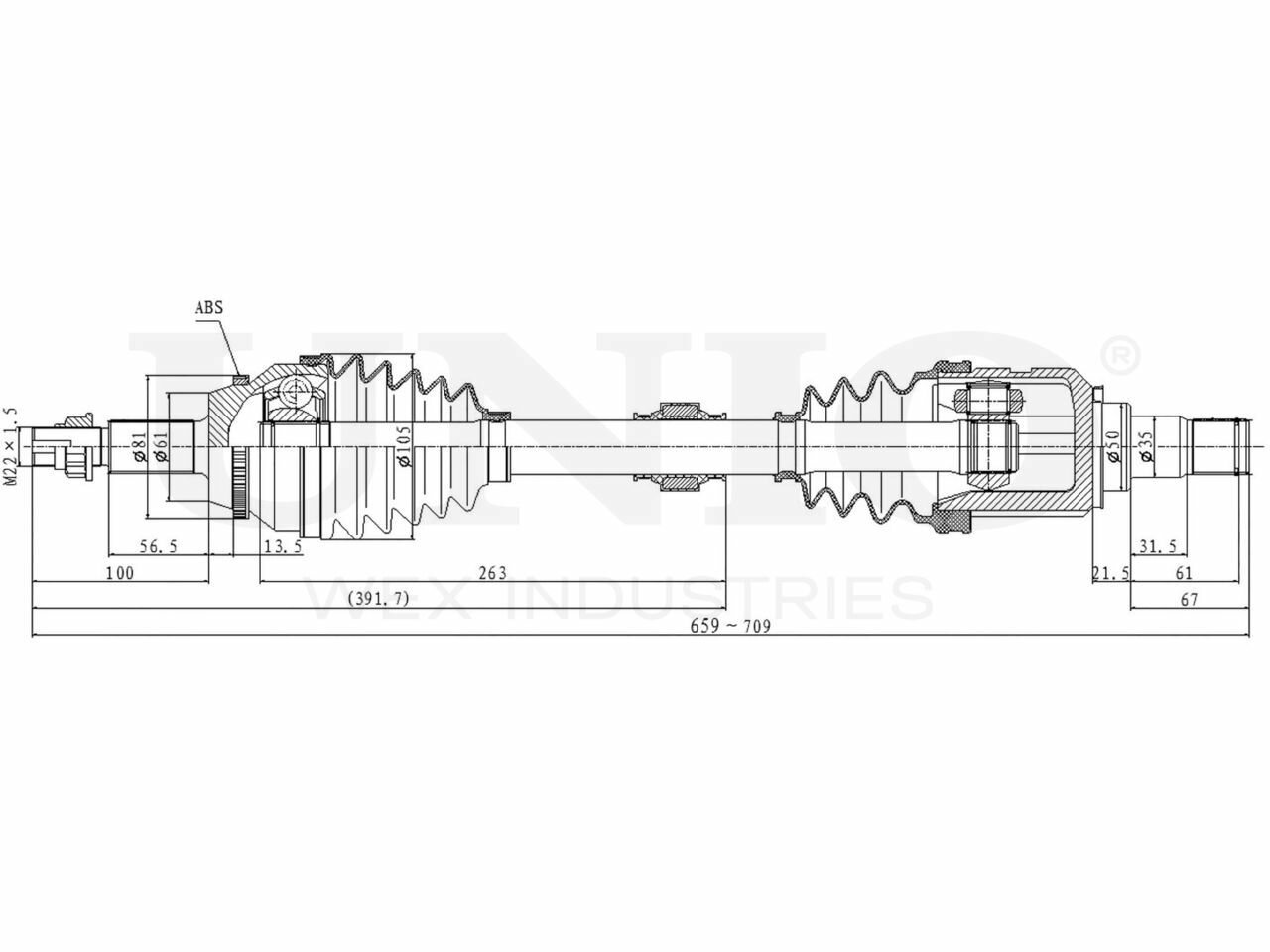 Привод в сборе передний левый (АКПП), для Тойота Камри (V50) 11-, Лексус ES (GSV40, GSV60) 06-, Toyota Camry Lexus 06-, артикул CVJ-10121 производителя UNIO