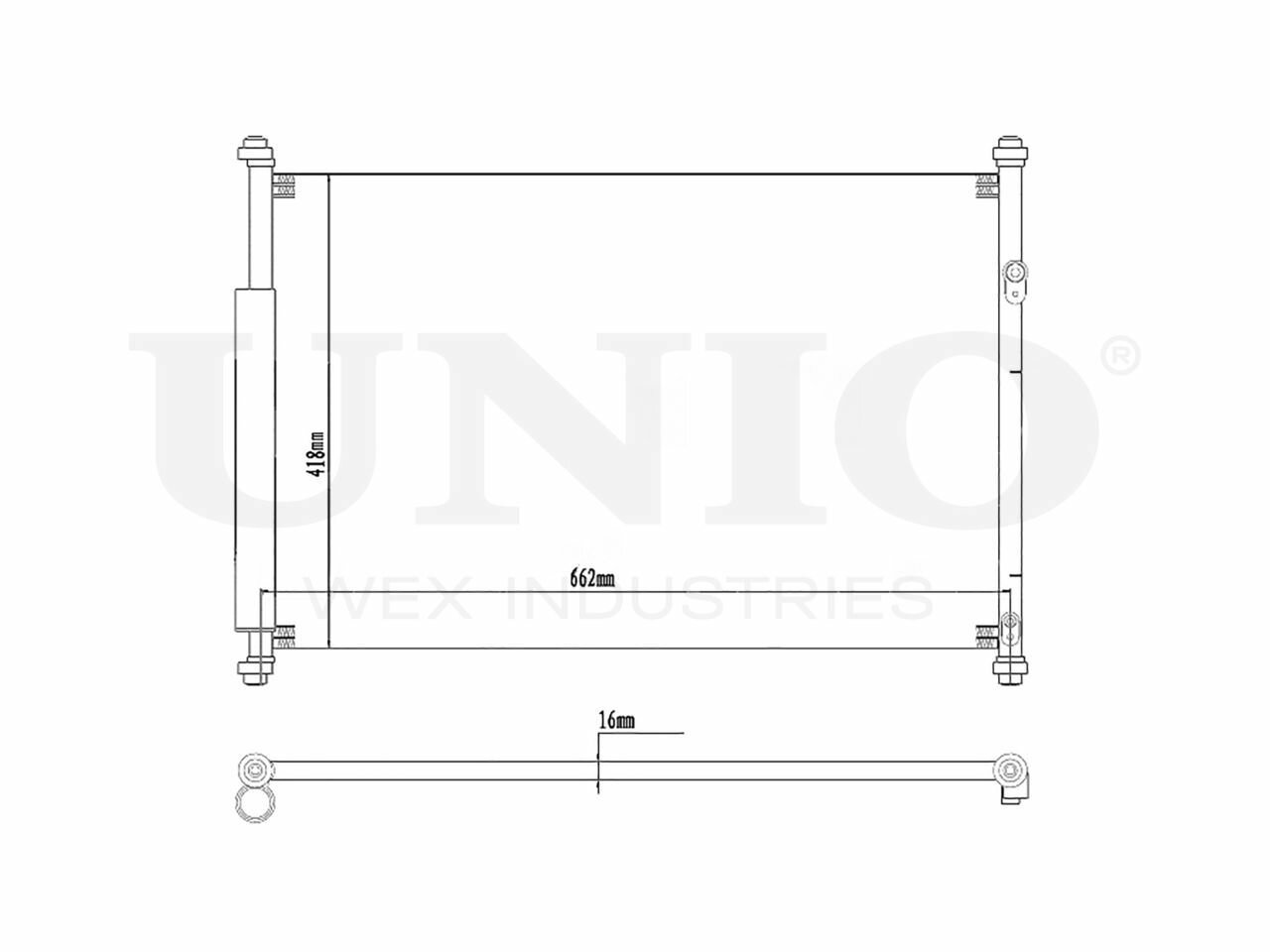 Радиатор кондиционера, для Сузуки Гранд Витара (JT, TE, TD) 05-, Suzuki Grand Vitara 05-, артикул RAD-30010 производителя UNIO