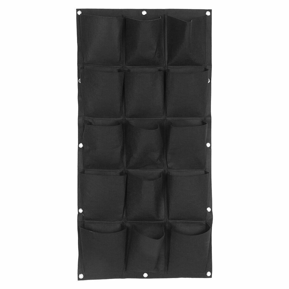 Сумка садовая балкон балкон стена Вертикальные цветочные растения висят плантатор черный цвет 15 карманов