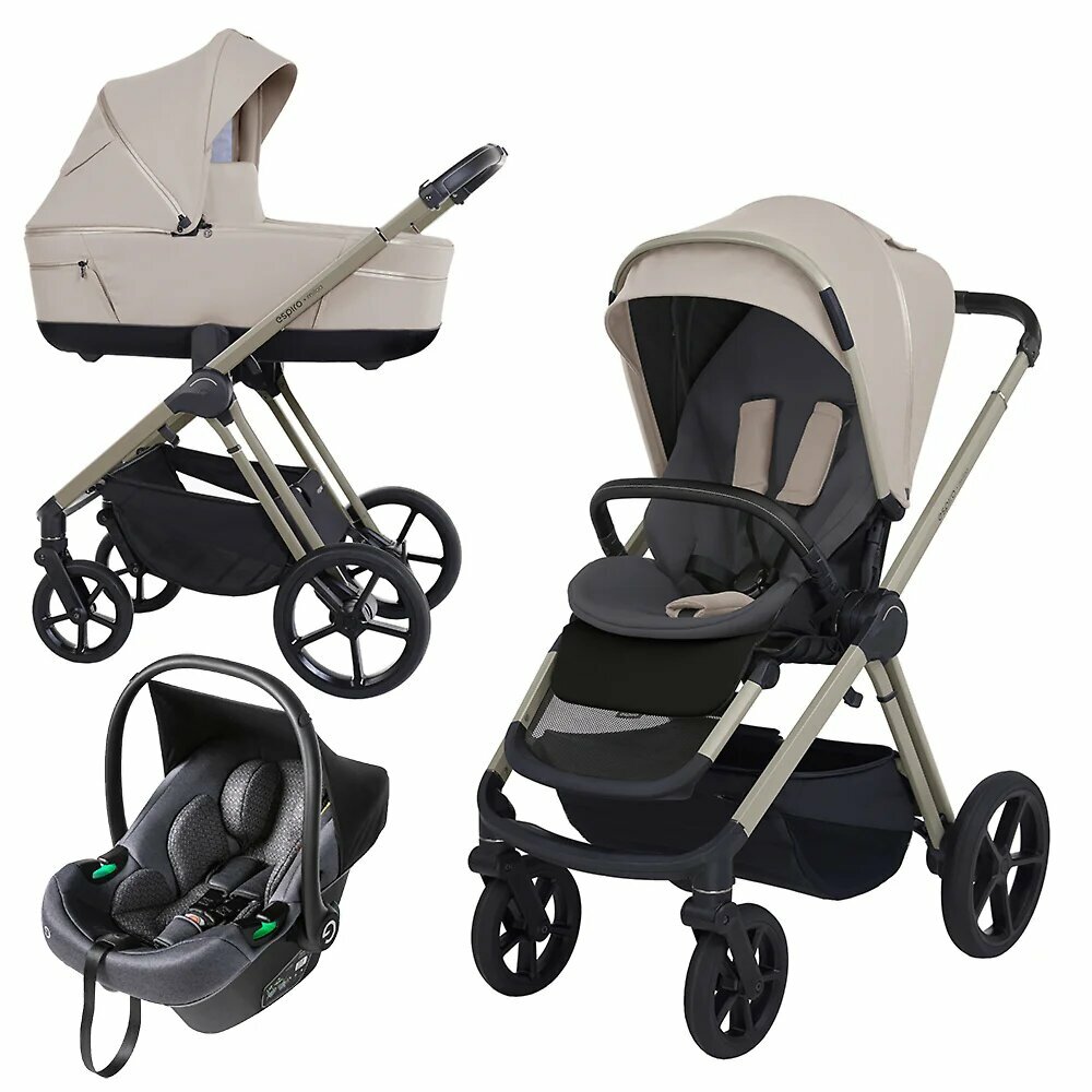 Детская коляска 3в1 Espiro Miloo, цвет White Pearl / 2025 (Молочный)