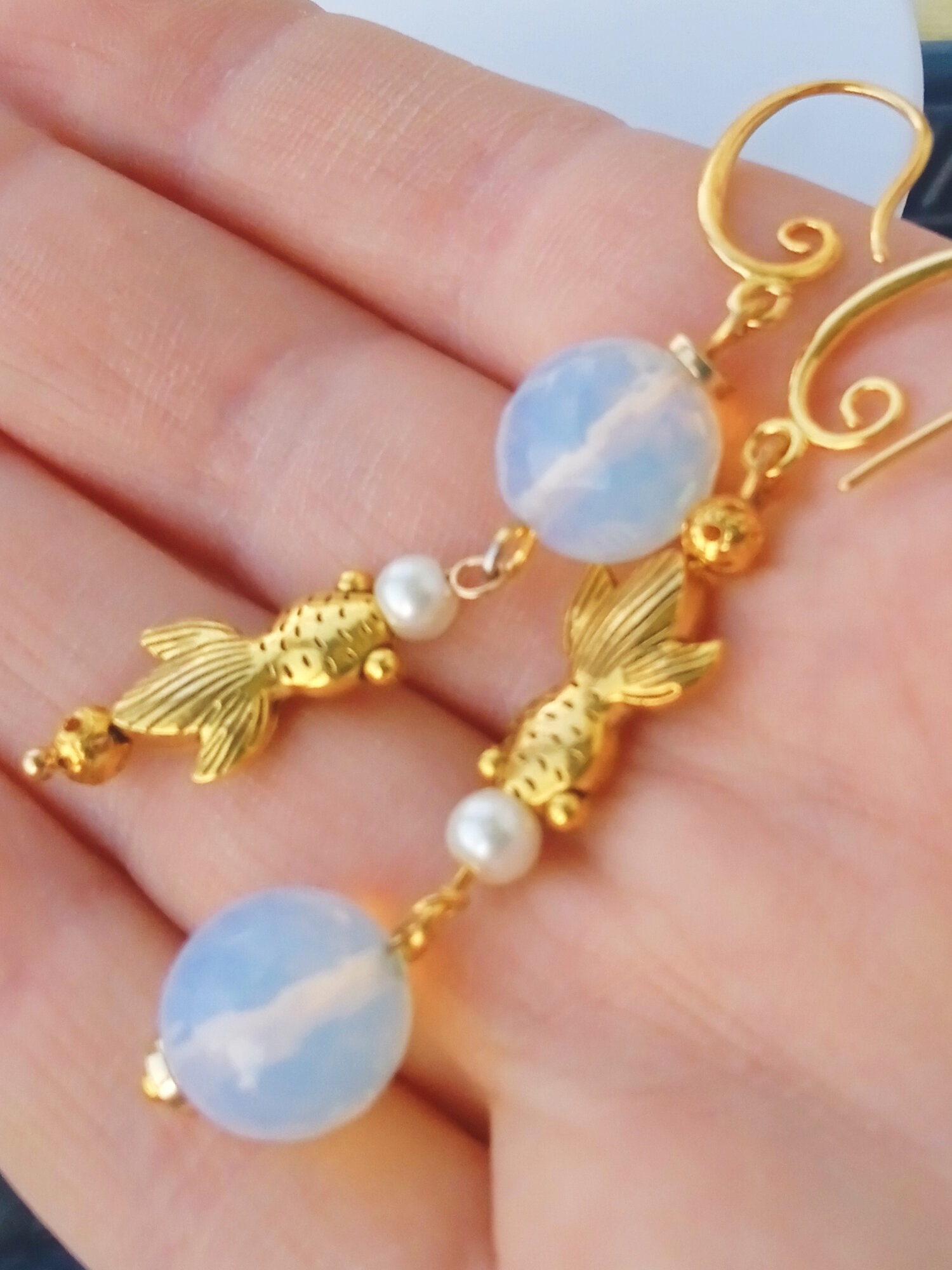 Серьги с подвесками, славянский оберег, опал