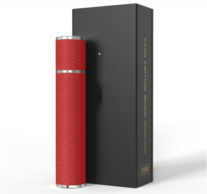PSXCYB010red, роскошный флакон духов объемом 10 мл, портативный флакон духов, герметичный многоразовый флакон духов из магнитной кожи, распылитель для одеколона, дорожный мини-флакон духов, утолщенный стеклянный флакон,