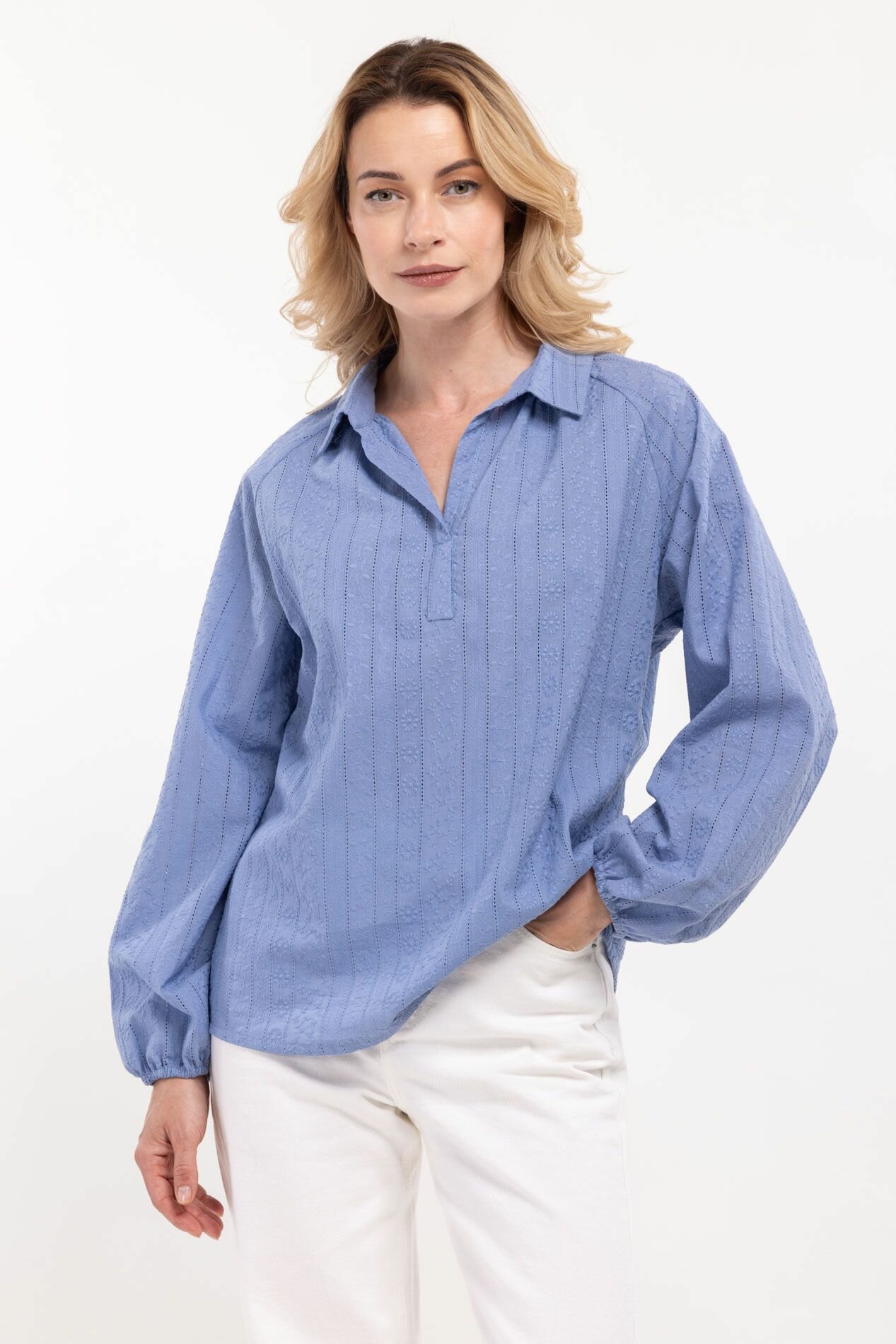 Блуза KHAN Cashmere Весна-лето 2025, размер 4XL, голубой — фото 1