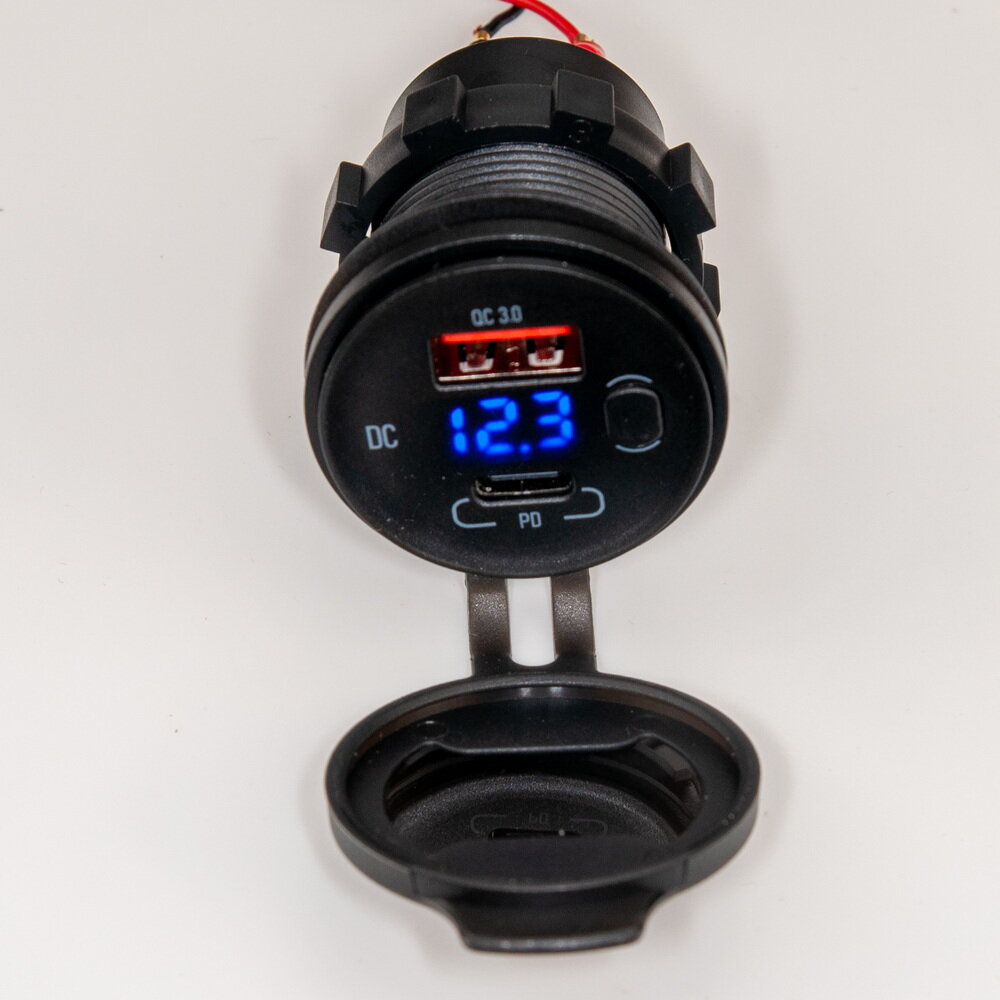 Разъем Usb в авто 12V-24V 1 USB QC3.0 +Type-C 30W +Вольтметр