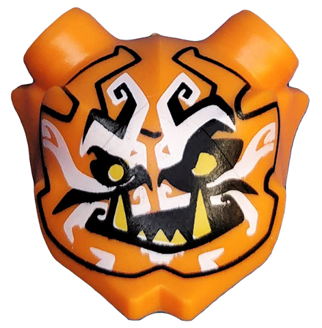 Minifigure, Visor Mask Ninjago Oni with Mask of Deception Pattern, 35636pb02 Orange U