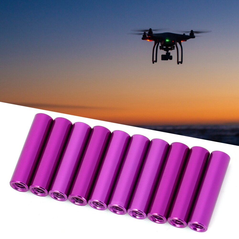 10 шт M3x20 круглые алюминиевые распорные стойки для колонн, крепежные стержни, фиолетовые