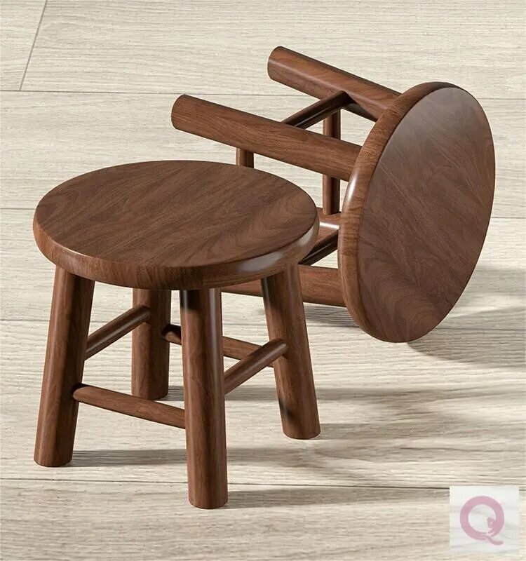 Небольшой табурет из массива дерева, 25*25*25 см, С нескользящими накладками для ног， 1 шт.