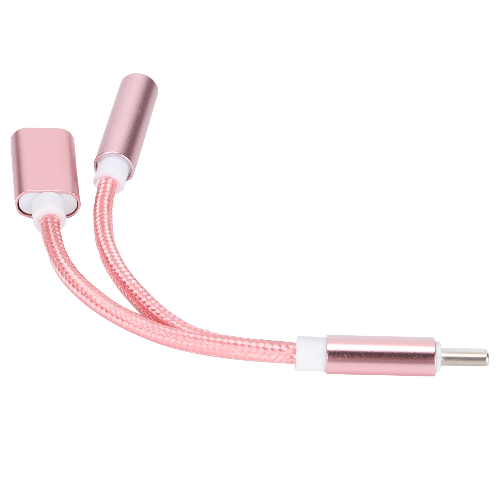 Адаптер 2 в 1 Type C 3.5 мм для наушников и зарядки розовое золото