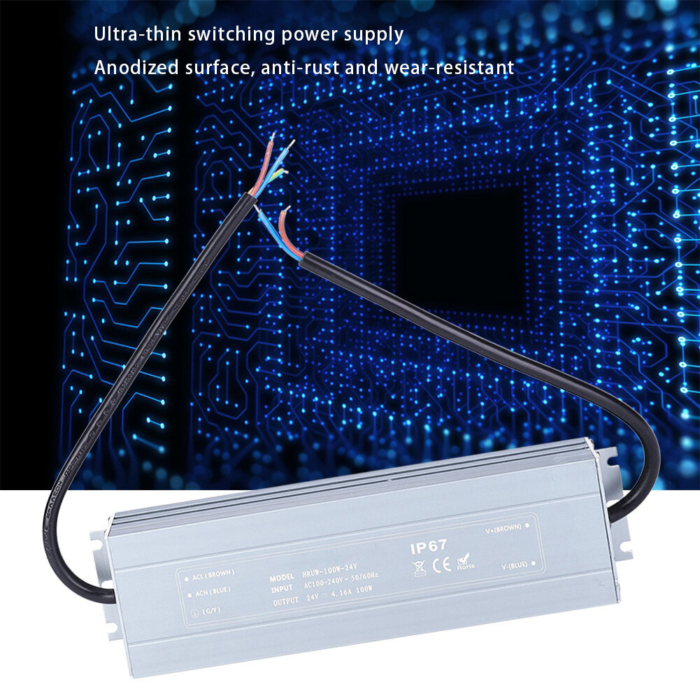 HRUW-100W-24V Коммутационный источник питания IP67 Водонепроницаемый светодиодный трансформатор 100-240 В переменного тока