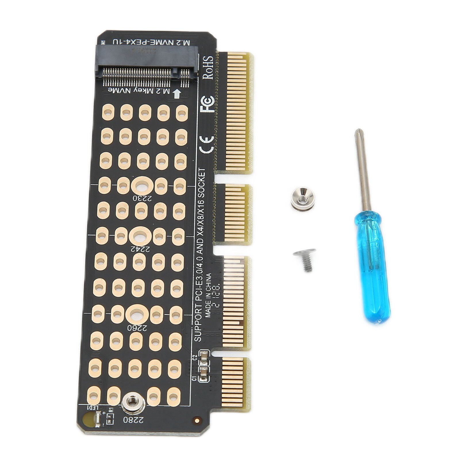 NVME-райзер M.2 на PCIe 4.0, обеспечивающий стабильную работу, с интерфейсом слота PCEX4/X8/X16.