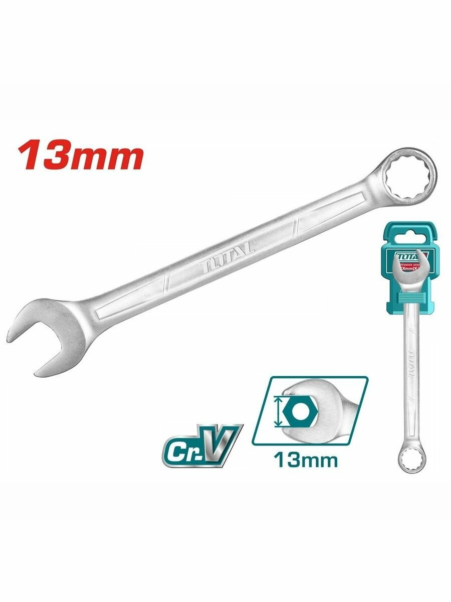 Комбинированный ключ TOTAL TCSPA131, 13мм, хромованадиевый, серебристый