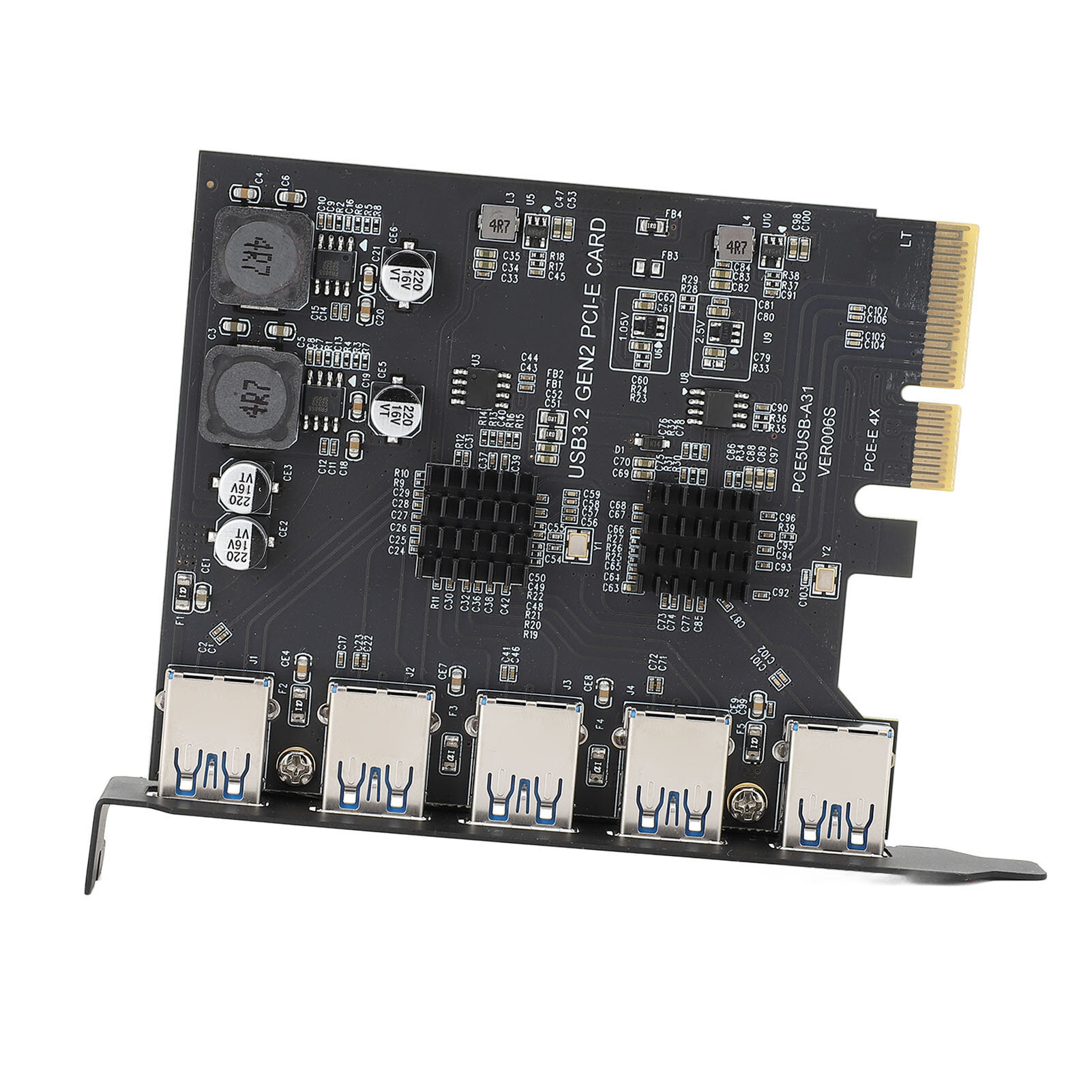Карта расширения USB 3.2 Gen 2, 5 портов, 10 Гбит/с, тип A, адаптер PCIe 4X для Windows 7 10 11 для LINUX