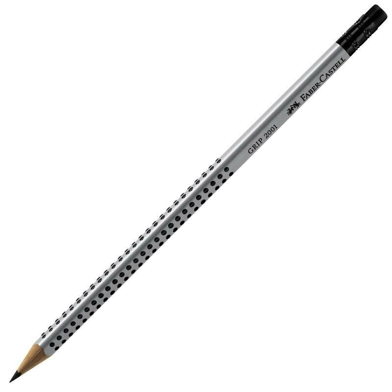 Карандаш чернографитный НВ с ластиком Faber-Castell Grip 2001 заточенный трехгранный