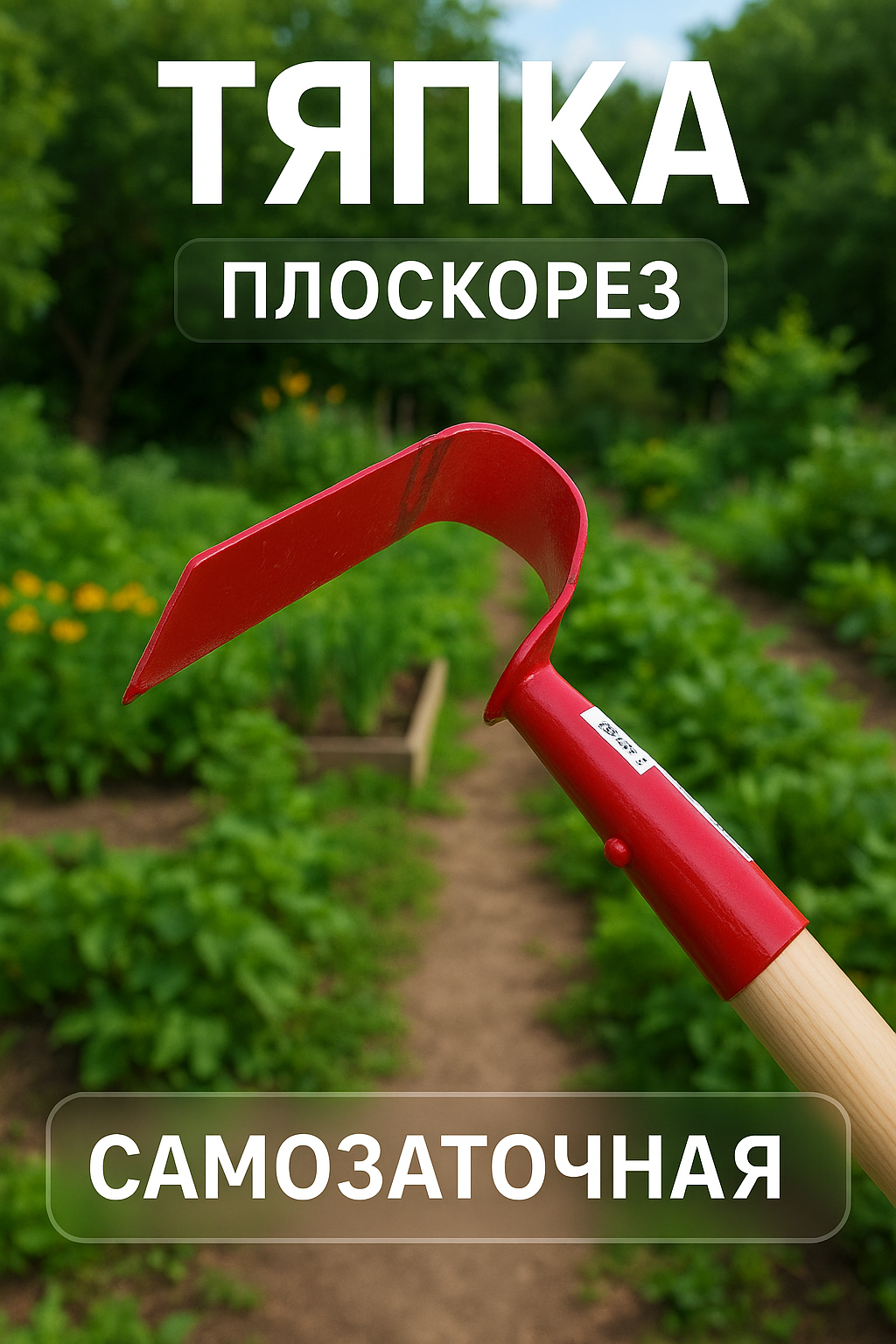 Тяпка металлическая , самозаточная , плоскорез, с деревянным черенком