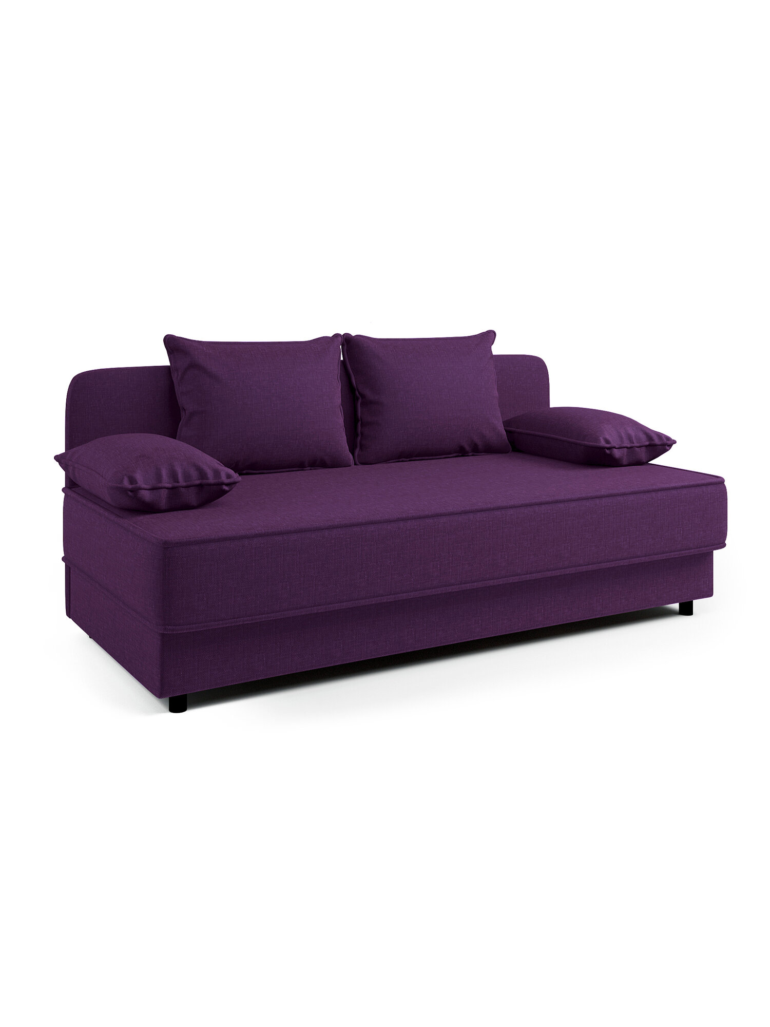 Диван Прима 194х81х82 см, подъемный механизм, ящик для белья, рогожка фиолетовый