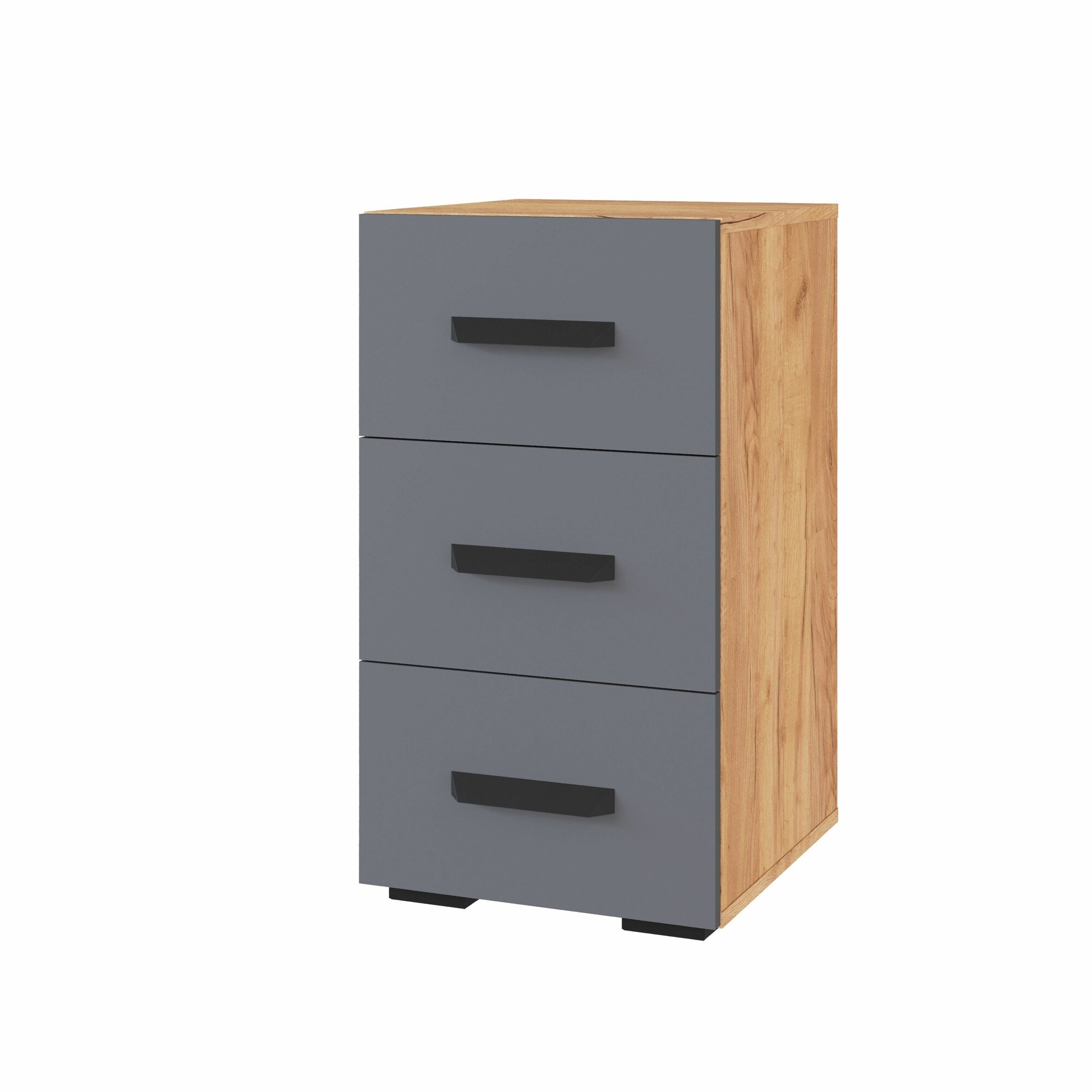 Тумба с ящиками "Квартет-13" дуб крафт золотой/графит серый, ЛДСП, с полками, для стола 734х402х432 тэкс