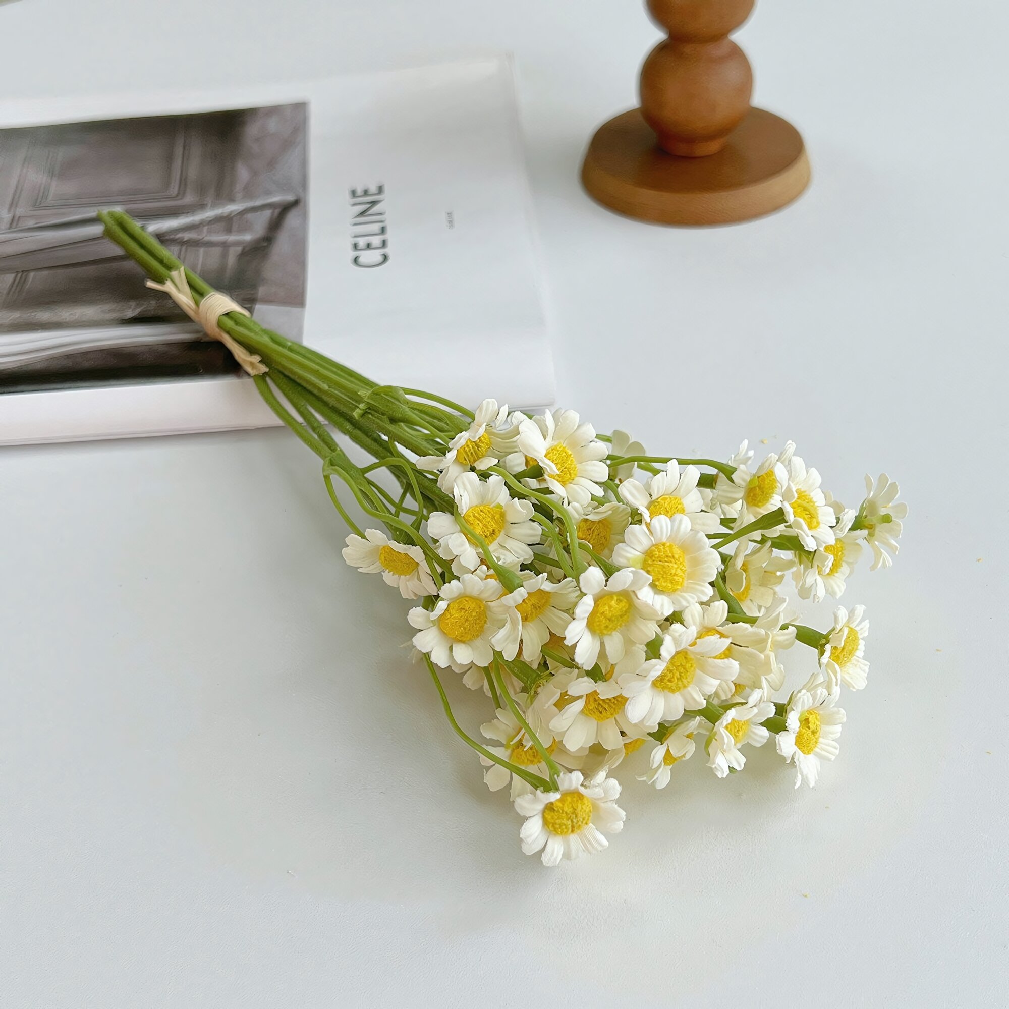 Искусственные цветы для интерьера, маргаритки, 6 веток, высота 26 см