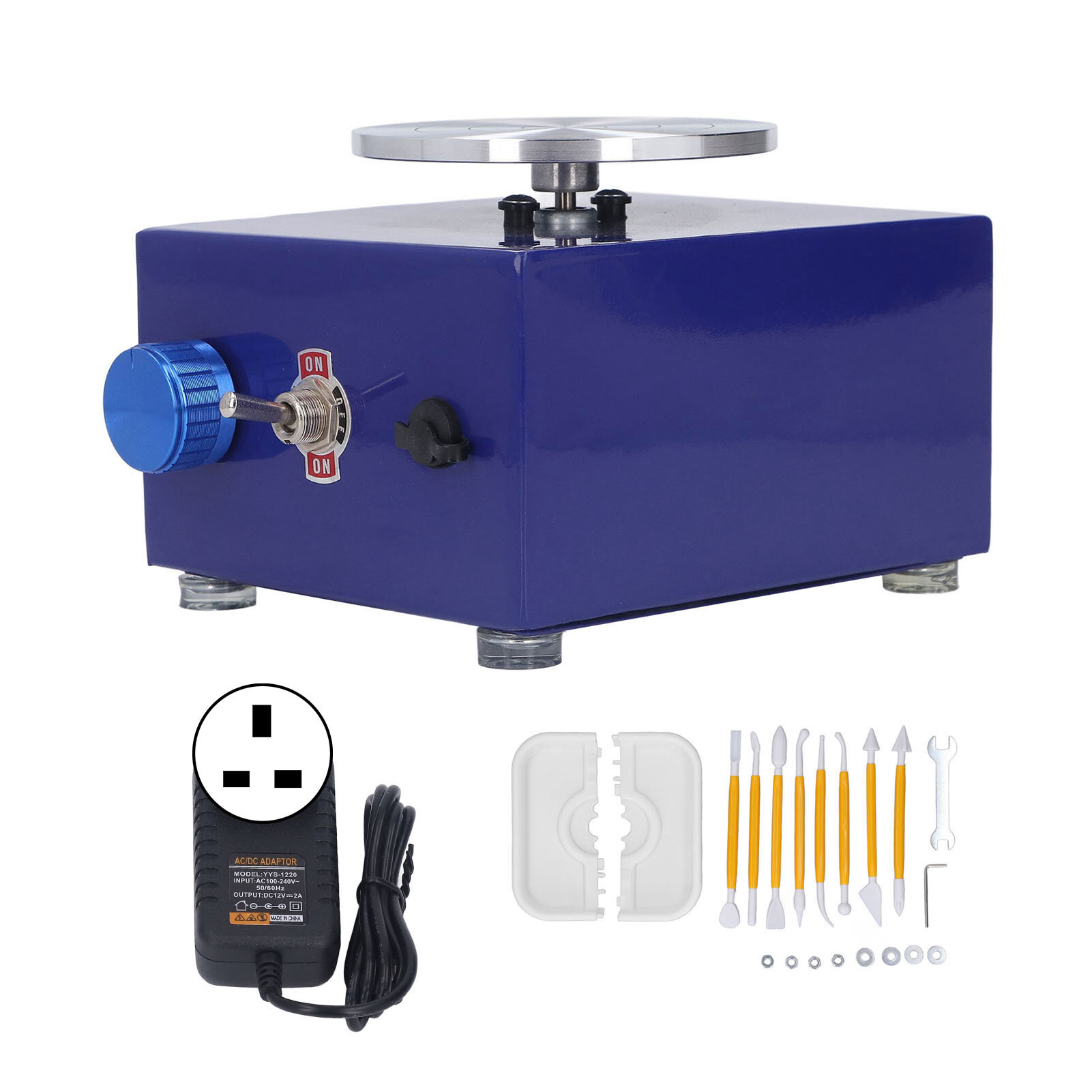 Миниатюрный гончарный круг с яркими цветами, нержавеющий поворотный стол, взаимодействие родителей и детей, детский гончарный круг для детского творчества, 100–240 В, вилка для Великобритании.