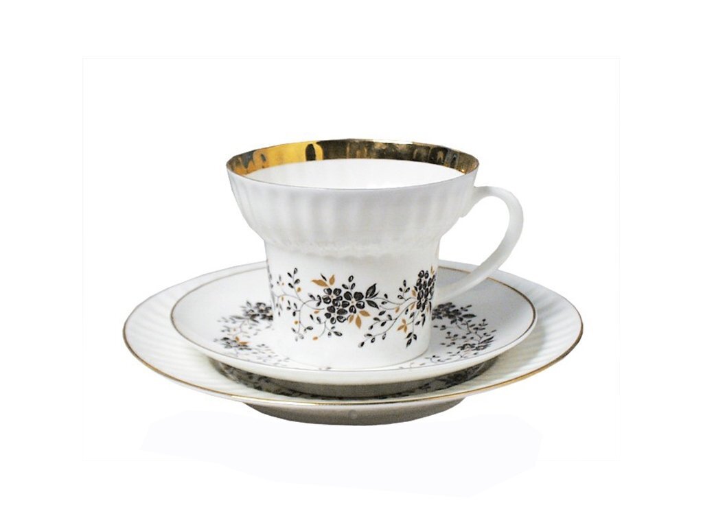 Комплект чайный 3 предмета Тонкие веточки (Волна), Императорский фарфоровый завод (ЛФЗ) 81.14404.00.1