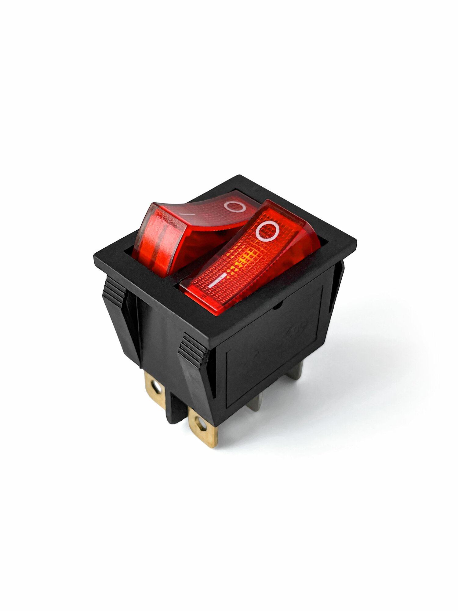 1 шт. Кнопка переключатель, красная, двойная, встраиваемая, тумблер с подсветкой, вкл/выкл с фиксацией, 6 контактов