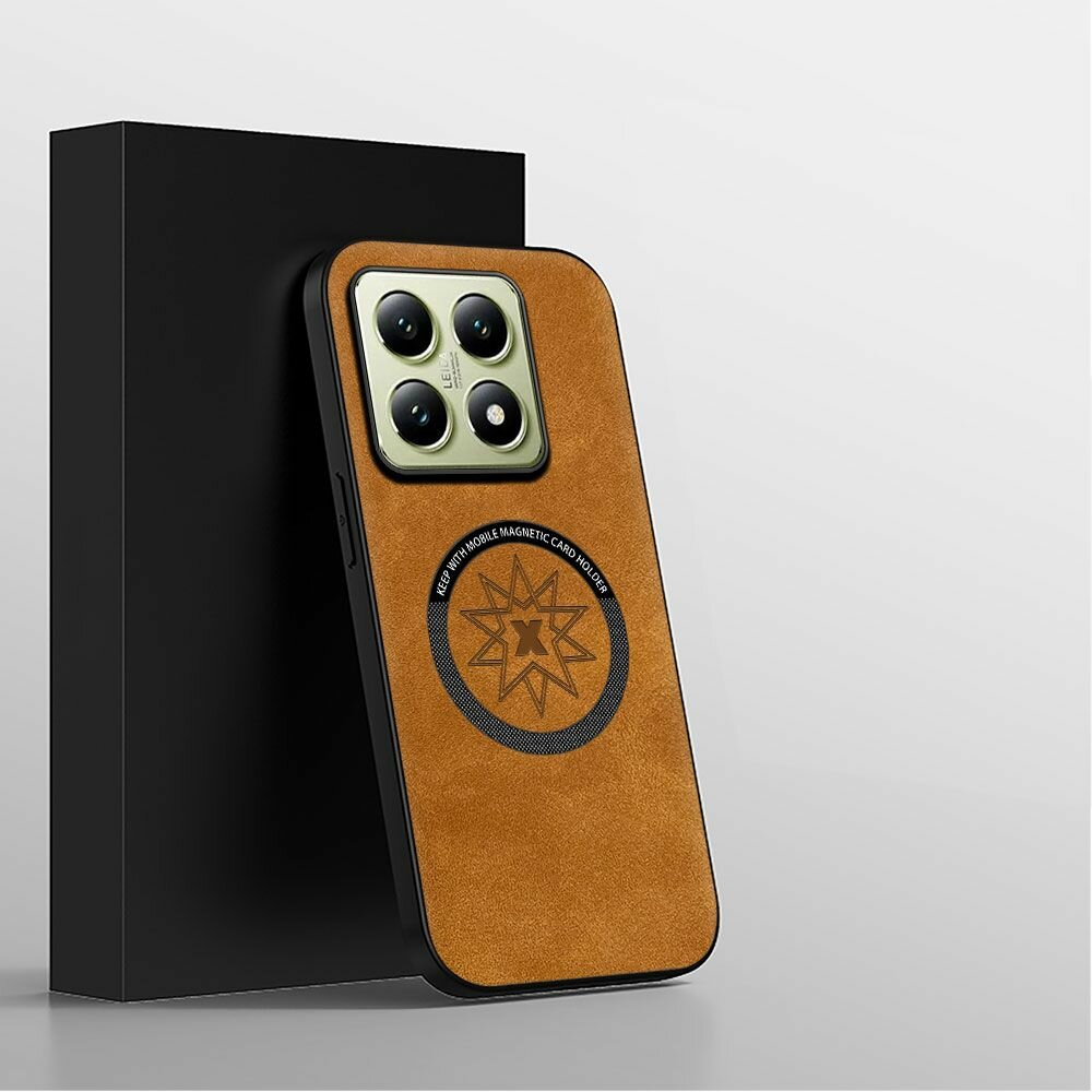 OLGE Роскошная кожа MagSafe чехол для Xiaomi 14T ( Сяоми 14T /Ксиаоми 14T) чехле магнит, Защита от падения