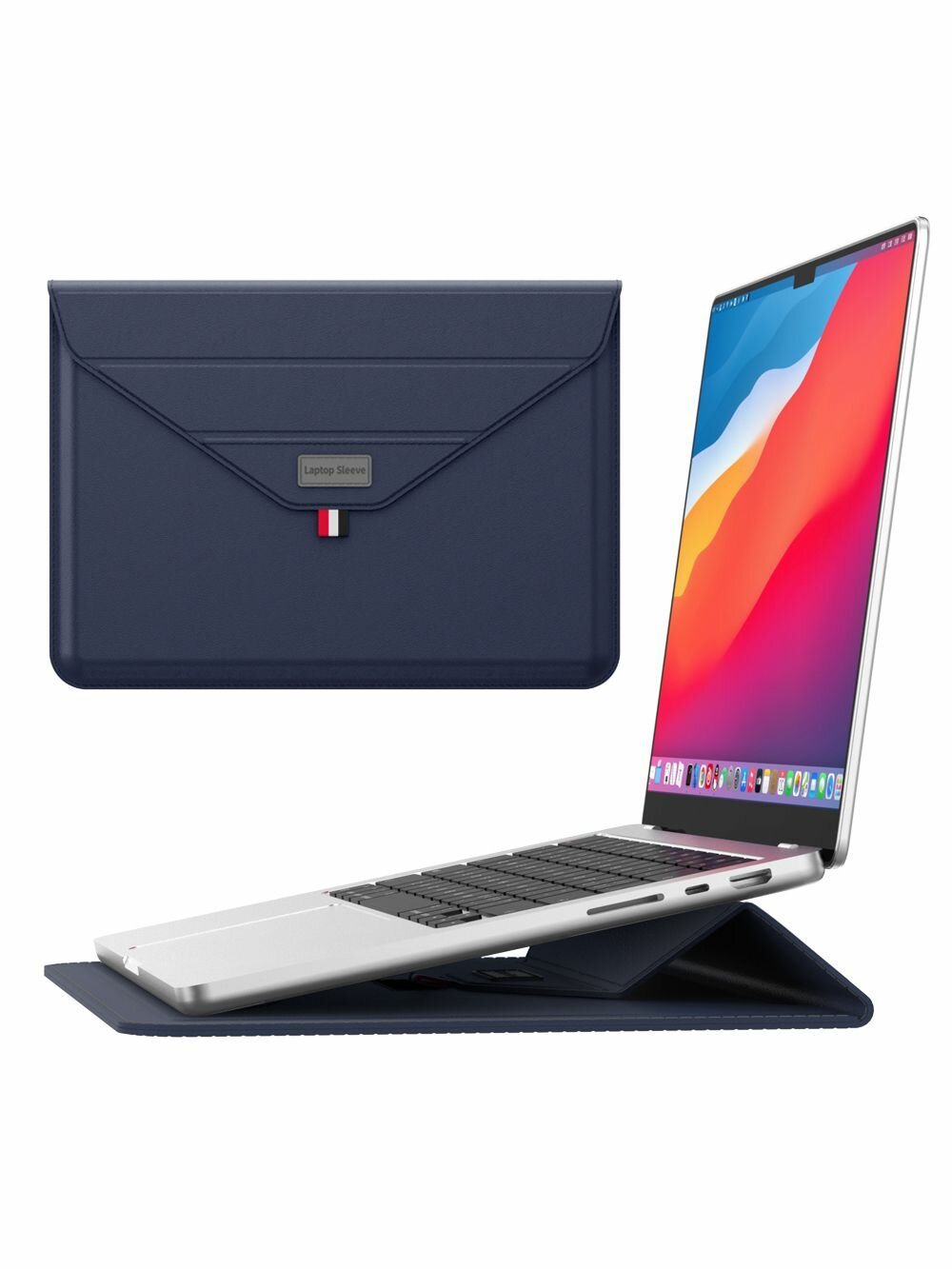 Чехол трансформер для MacBook 15 / 16 Envelope Stand, синий, эко-кожа