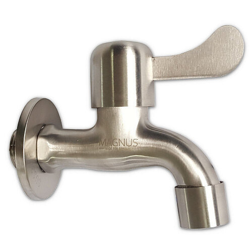 9257 MAGNUS Кран водоразборный 10 см от стены металлокерамика с аэратором нержавейка (304)