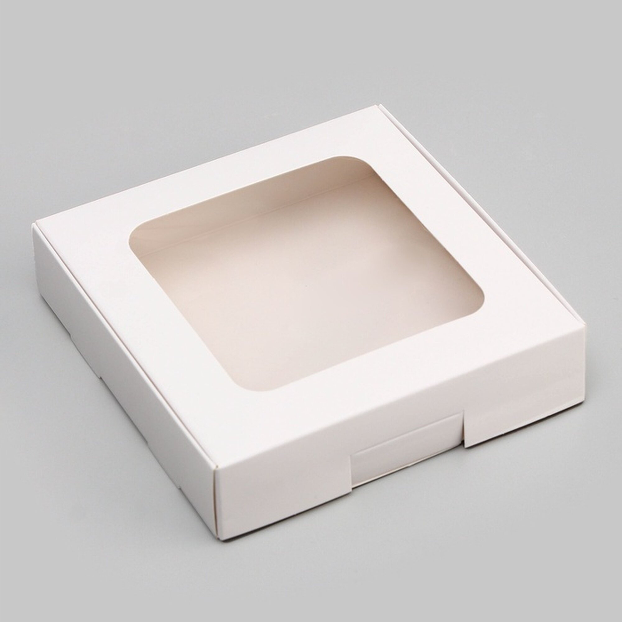 Подарочная коробка Upak Land, для кондитерских изделий, картон, пластик, 13x13x3 см