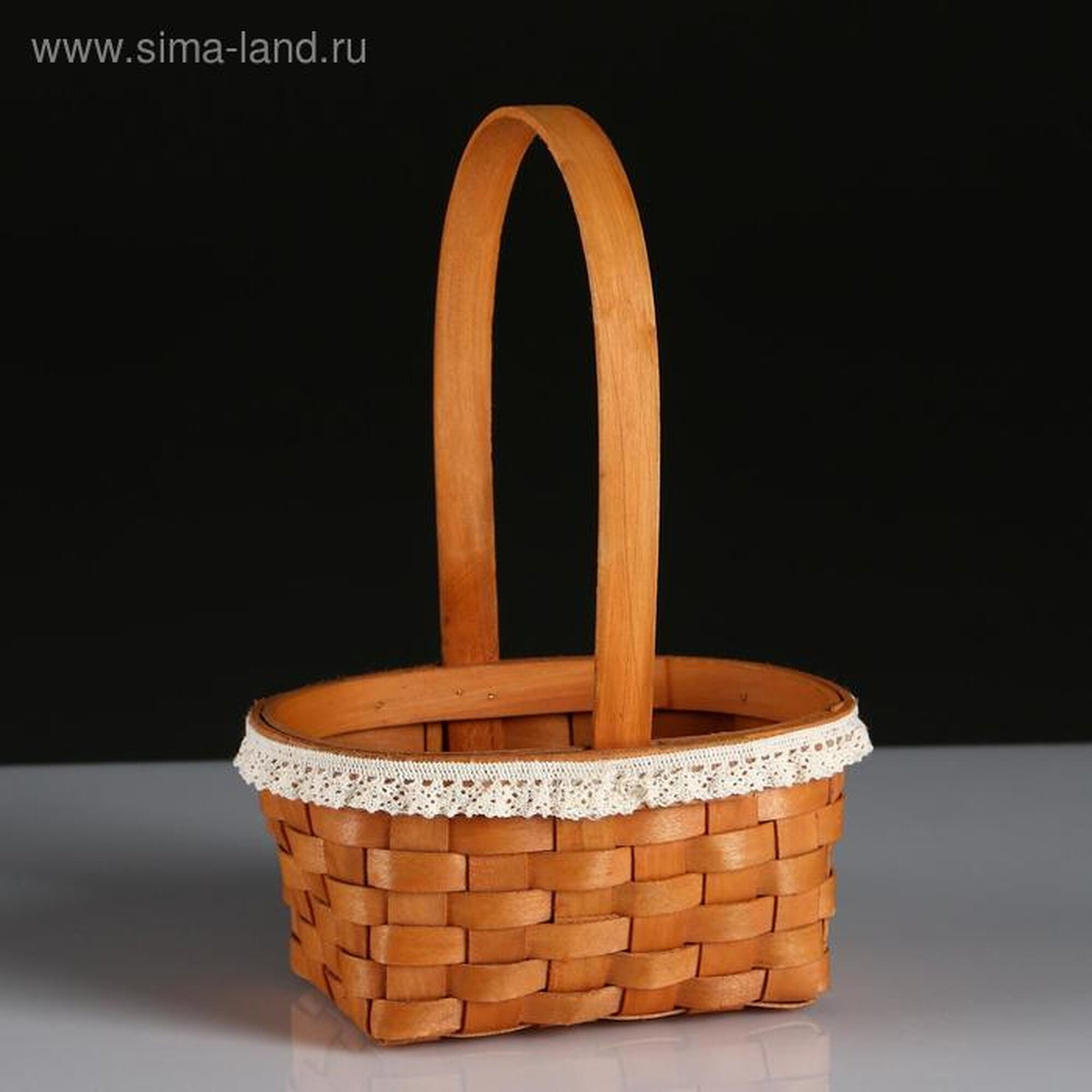 Корзина плетеная (секвойя), 16х11хН8/21,5 см, 1 шт, натуральный с окантовкой