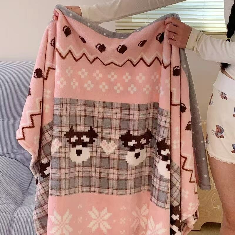 Мультяшное молочное флисовое одеяло, стеганое одеяло для детского дивана, офисное одеяло для сна из кораллового флиса, летнее маленькое одеяло с кондиционером