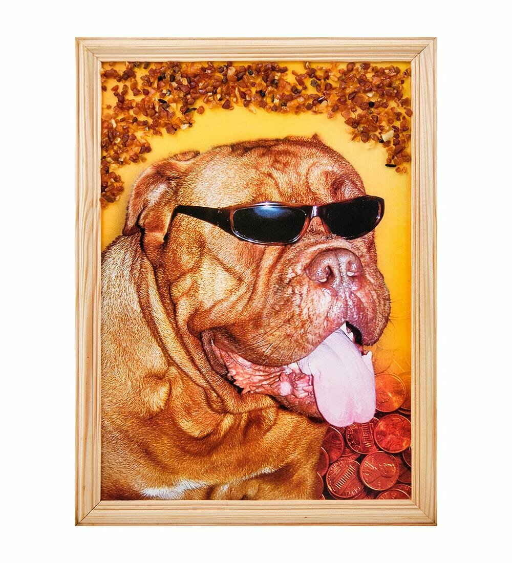 Картина Красавчик бультерьер (янтарная крошка)