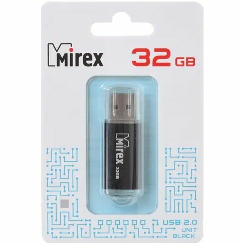 Память USB Flash 32 ГБ Mirex Unit (13600-FMUUND32) - USB 2.0, монолит с колпачком, металл