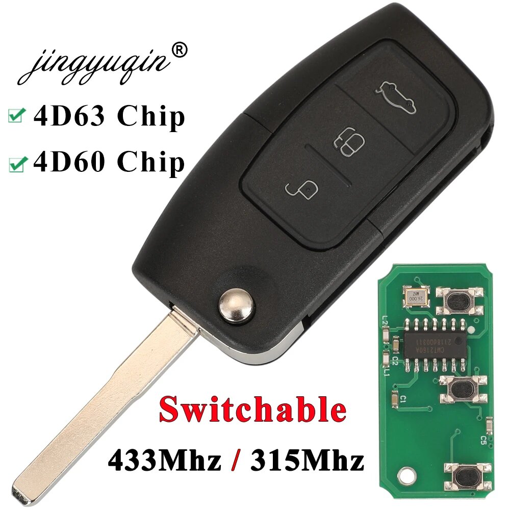 Пульт 433MHz для Ford Fusion Focus Mondeo Fiesta Galaxy, 4D63 Chip