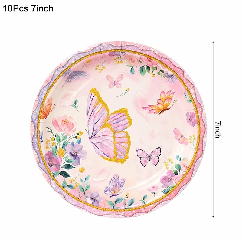 Одноразовая посуда для вечеринки «Розовая бабочка» 10pcs 7inch plate