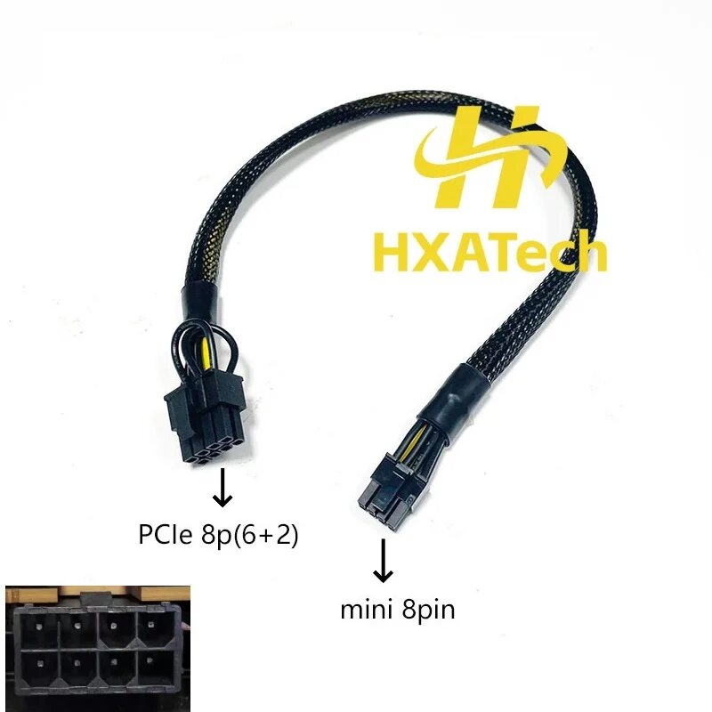 HXATech кабель питания видеокарты 40 см 8+8 pin mini 8p to PCIE 8p