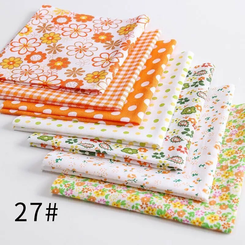 Хлопчатобумажная ткань для пэчворка, 7 шт, 24x25 см, цвет 27