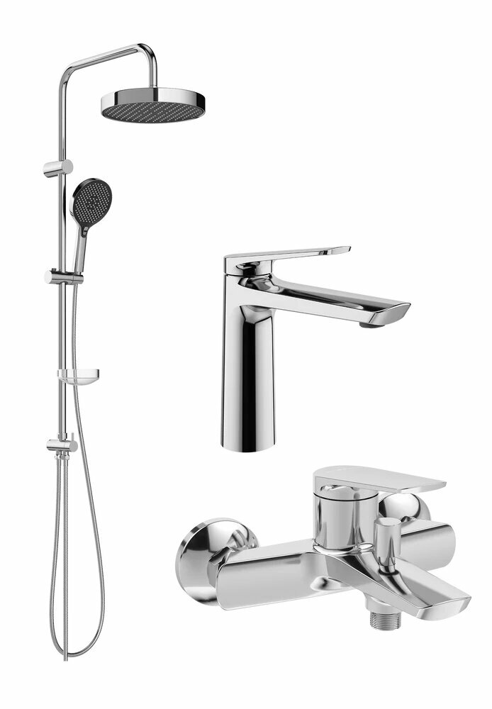 Комплект для ванной Смеситель STWORKI Вирклунд S05010CR хром / Стойка Молде S23180CR хром / Смеситель